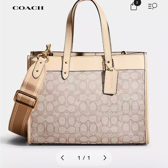 Coach | Bags | Coach Signature Jacquard Shoulder Bag In Brass And Stone ...